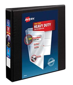 avery heavy duty view 3 ring binder, 1.5″ one touch ezd ring, holds 8.5″ x 11″ paper, 1 black binder (79695)