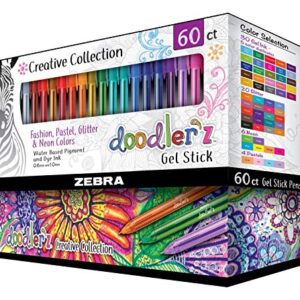 Zebra Pen Doodler'z Gel Stick Pen 1.0mm Assorted 60Pk (41960)