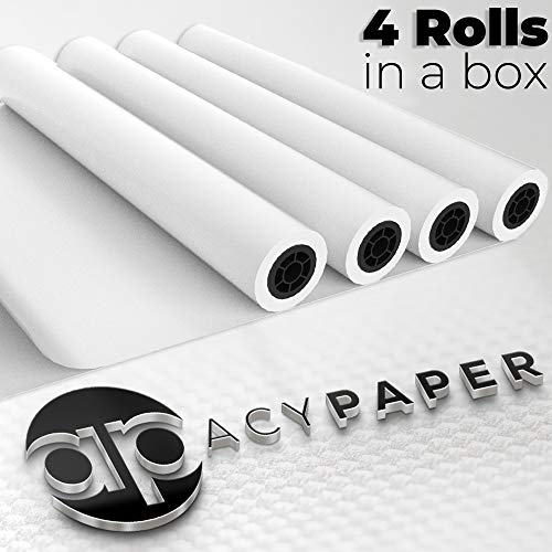 ACYPAPER Plotter Paper 24 x 150, CAD Paper Rolls, 20 lb. Bond Paper on 2" Core for CAD Printing on Wide Format Ink Jet Printers, 4 Rolls per Box. Premium Quality