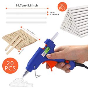 Hot Glue Gun Kit, Hot Melt Glue Gun Mini for Crafts with 20 Pcs Glue Sticks and 20 Wood Craft Sticks,Hot Mini Glue Guns with Hardshell Carrying Case for School DIY Arts, Craft, Home Repairs for Kids