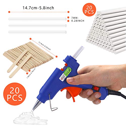 Hot Glue Gun Kit, Hot Melt Glue Gun Mini for Crafts with 20 Pcs Glue Sticks and 20 Wood Craft Sticks,Hot Mini Glue Guns with Hardshell Carrying Case for School DIY Arts, Craft, Home Repairs for Kids