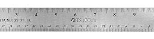 Westcott 10415 Stainless Metal Ruler with Non-Slip Cork Base, 12-Inch