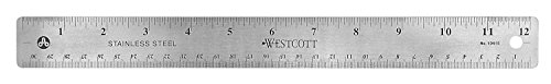 Westcott 10415 Stainless Metal Ruler with Non-Slip Cork Base, 12-Inch