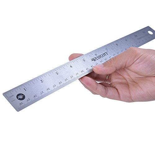 Westcott 10415 Stainless Metal Ruler with Non-Slip Cork Base, 12-Inch