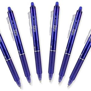 Pilot FriXion Clicker Retractable Erasable Gel Pens, Fine Point, Blue Ink (6)