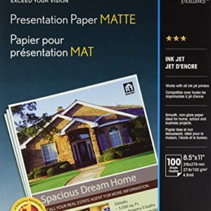 Epson Presentation Paper Matte, 8.5 x 11 Inch, 100 Count (S041062), White