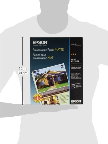 Epson Presentation Paper Matte, 8.5 x 11 Inch, 100 Count (S041062), White