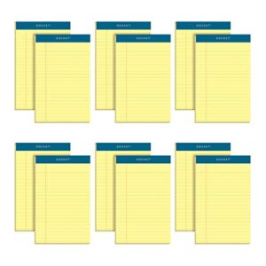 tops docket writing pads, 5″ x 8″, jr. legal rule, canary paper, 50 sheets, 12 pack (63350)