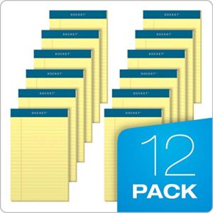 TOPS Docket Writing Pads, 5" x 8", Jr. Legal Rule, Canary Paper, 50 Sheets, 12 Pack (63350)