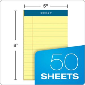 TOPS Docket Writing Pads, 5" x 8", Jr. Legal Rule, Canary Paper, 50 Sheets, 12 Pack (63350)