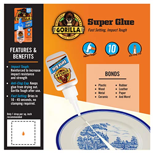 Gorilla Super Glue, 20 Gram, Clear, (Pack of 1)