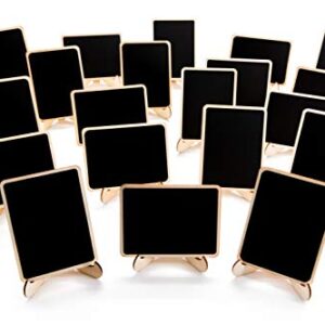 20 Pack Wood Mini Chalkboards Signs with Support Easels, Place Cards, Small Rectangle Chalkboards Blackboard for Weddings, Birthday Parties, Message Board Signs and Event Decorations