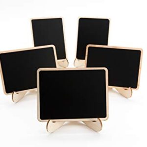 20 Pack Wood Mini Chalkboards Signs with Support Easels, Place Cards, Small Rectangle Chalkboards Blackboard for Weddings, Birthday Parties, Message Board Signs and Event Decorations