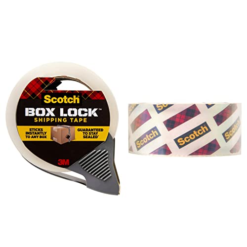 Scotch Box Lock Packaging Tape, 2 Rolls with 1 Refillable Dispenser, 1.88 in x 54.6 yd, Extreme Grip, Sticks Instantly to Any Box