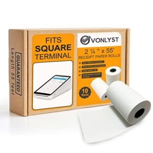 vonlyst receipt paper roll for square terminal credit card machine (10 rolls)