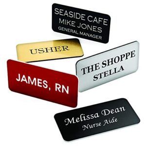 providence engraving custom name badges with pin backing – durable personalized acrylic name tag with 3 lines of custom text and pin backing, 1.5″ x 3″