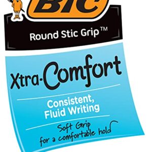 BIC Round Stic Grip Xtra Comfort Ballpoint Pen, Medium Point (1.2mm), Red, 12-Count