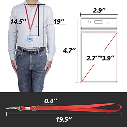 ID Badge Holder with Lanyard,20 Sets Clear Waterproof Id Card Holder with Colorful Cruise Lanyards for Id Badges Cards