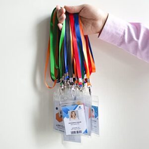 ID Badge Holder with Lanyard,20 Sets Clear Waterproof Id Card Holder with Colorful Cruise Lanyards for Id Badges Cards