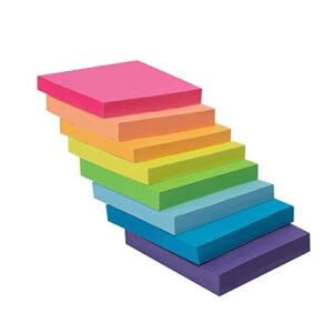 sticky notes 3×3 in sticky note , sticky pads bulk self-stick note pads, 8 pads posted notes bright colorful 100 sheet/pad