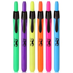 mr. pen- highlighters, retractable highlighters, 6 pack, highlighters assorted colors, retractable markers, colorful highlighters, colored highlighters, bible highlighter, highlighter set