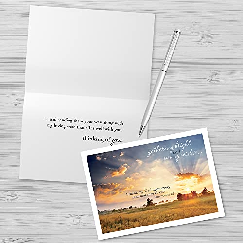 Designer Greetings Faithfully Yours Inspirational Thinking of You Boxed Card Assortment, Heartland Greetings with Biblical Scripture Verses (Box of 12 Greeting Cards with Envelopes)