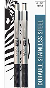 Zebra Pen M-301 Mechanical Pencil, Stainless Steel Barrel, Fine Point, 0.5mm, Black Grip, 2-Pack