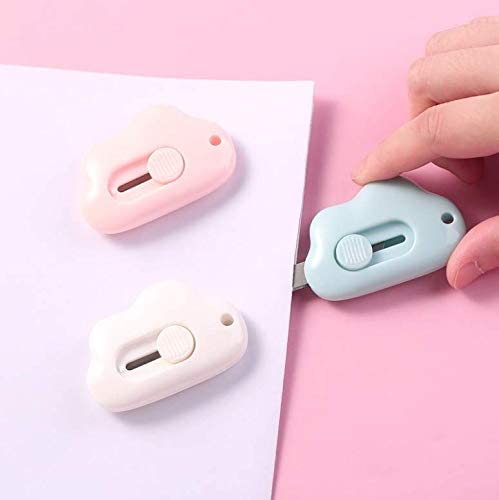 JQYXSS 3 Pcs Cloud Shaped Mini Art Utility Knives Box Cutter Retractable Letter OpenerPortable, Suitable for Cutting Envelopes