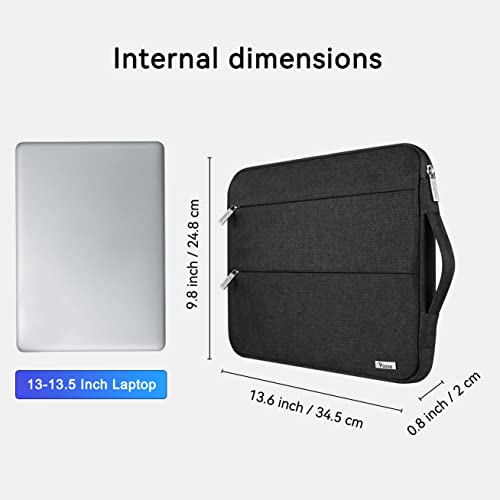 Voova 13 13.3 14 Inch Laptop Sleeve Case Compatible with MacBook Air/MacBook Pro 13 M2, MacBook Pro 14 2021 2022 M1 Pro/Max,13.5 Surface Laptop 4 3, Waterproof Computer Bag Cover with Handle, Black