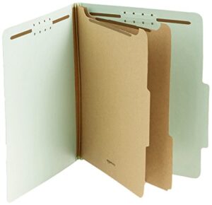 amazon basics 10-pack letter size pressboard classification file folders with fasteners, dividers, 2” expansion – green