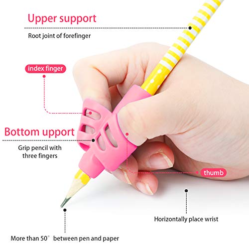 BUSHIBU Pencil Grips for Kids Handwriting, 4 Pcs Toddler Pencil Grippers, Pen Grips Trainer for Beginners Preschoolers Kindergarten Children