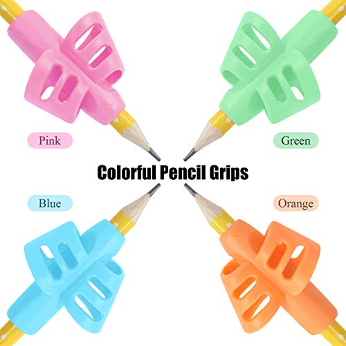 BUSHIBU Pencil Grips for Kids Handwriting, 4 Pcs Toddler Pencil Grippers, Pen Grips Trainer for Beginners Preschoolers Kindergarten Children