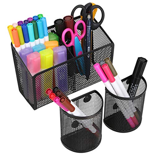 VICNOVA Magnetic Pencil Holder, Metal Strong Magnet Pen Cup, Magnetic Marker Storage Basket Organizer to Hold Whiteboard Refrigerator Fridge Locker Accessories