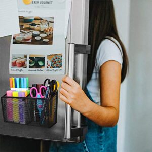 VICNOVA Magnetic Pencil Holder, Metal Strong Magnet Pen Cup, Magnetic Marker Storage Basket Organizer to Hold Whiteboard Refrigerator Fridge Locker Accessories