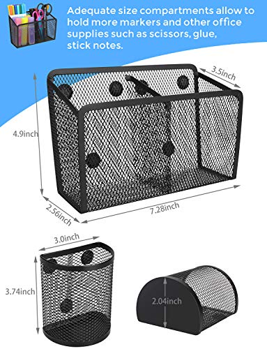 VICNOVA Magnetic Pencil Holder, Metal Strong Magnet Pen Cup, Magnetic Marker Storage Basket Organizer to Hold Whiteboard Refrigerator Fridge Locker Accessories