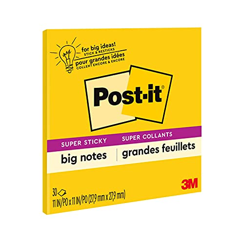 Post-it Super Sticky Big Notes, 11 in x 11 in, 1 Pad, 30 Sheets/Pad (BN11)