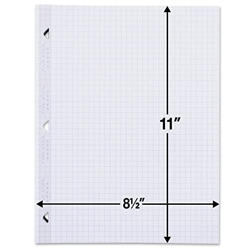 Five Star Loose Leaf Paper, 3 Hole Punched, Reinforced Filler Paper, Graph Ruled Paper, 11" x 8-1/2", 100 Sheets/Pack (17012),White