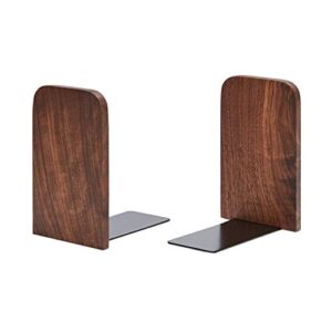 Pandapark Wood Bookends,Pack of 1 Pair,Non-Skid,Black Walnut,Office Book Stand (Black Walnut-A)