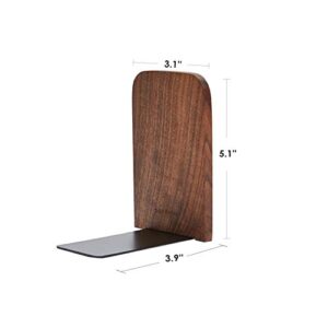 Pandapark Wood Bookends,Pack of 1 Pair,Non-Skid,Black Walnut,Office Book Stand (Black Walnut-A)