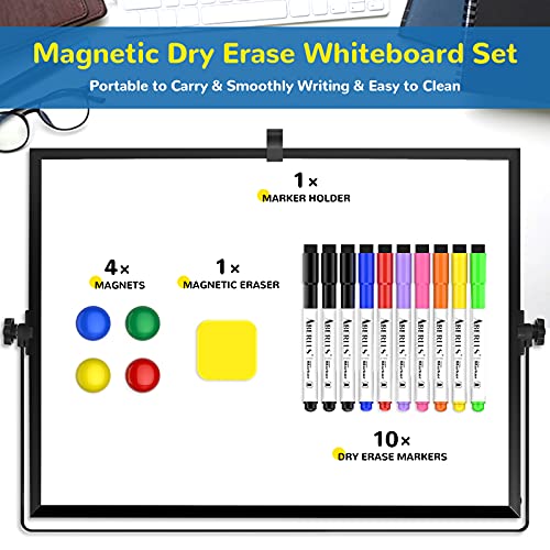 Small Monthly Calendar Dry Erase Whiteboard for Wall, 16in x 12in Magnetic Dry Erase Board, Hanging Double-Sided White Board, Portable Board for Drawing, Kitchen, Planning, Memo, School, Home, Office