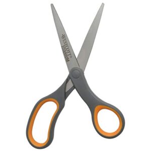 Westcott Titanium Bonded Scissors, Soft Handle, 8", Straight, Gray/Yellow, 4-Pack