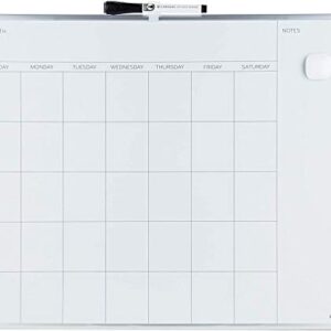 U Brands Magnetic Monthly Calendar Dry Erase Board, 16 x 20 Inches, Silver Aluminum Frame, Magnet and Marker Included (361U00-01),Silver Frame