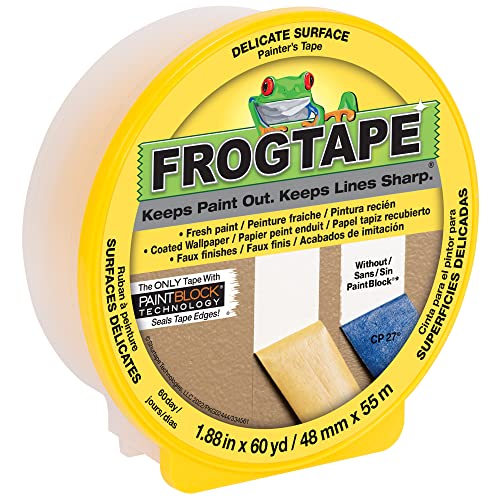 FROGTAPE 280222 Delicate Surface Painter's Tape with PaintBlock, 1.88 inch width, Yellow