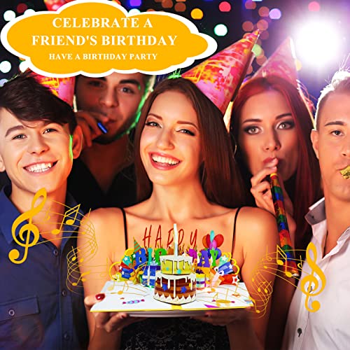 YIXIN Musical Birthday Cards with Light and Music, Blowable, 3D Birthday Popup Cards, Blow Out LED Light Candle– Plays Hit Song 'HAPPY Birthday' (Birthday Card)