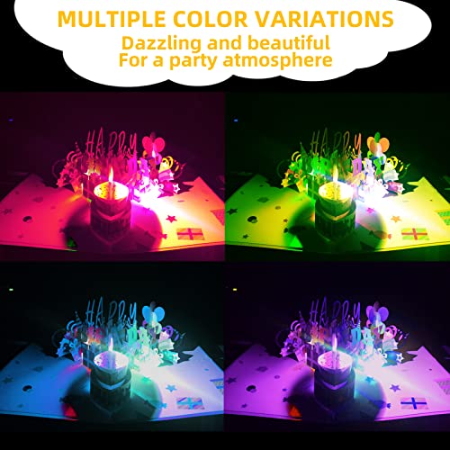 YIXIN Musical Birthday Cards with Light and Music, Blowable, 3D Birthday Popup Cards, Blow Out LED Light Candle– Plays Hit Song 'HAPPY Birthday' (Birthday Card)