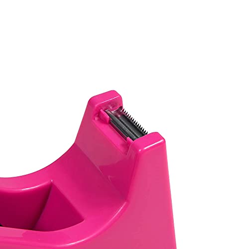 IHOMECOOKER Desktop Tape Dispenser Adhesive Roll Holder (Fits 1" & 3" Core) with Weighted Nonskid Rose red