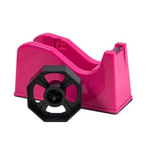 IHOMECOOKER Desktop Tape Dispenser Adhesive Roll Holder (Fits 1" & 3" Core) with Weighted Nonskid Rose red