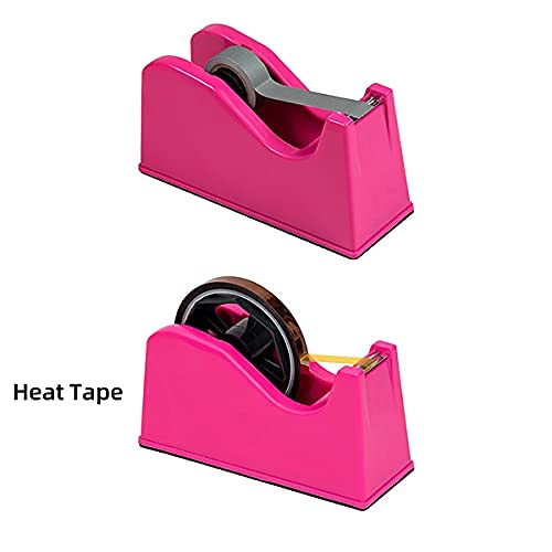 IHOMECOOKER Desktop Tape Dispenser Adhesive Roll Holder (Fits 1" & 3" Core) with Weighted Nonskid Rose red