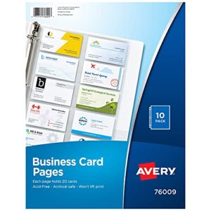 avery business card pages, pack of 10 (76009)