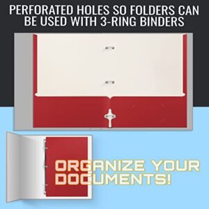 Two Pocket Portfolio Folders, 50-Pack, RED, Letter Size Paper Folders, by Better Office Products, 50 Pieces, Red